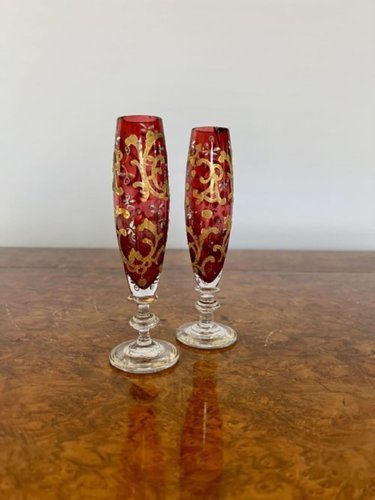 Bohemian Glass Vases, 1880s, Set of 2 for sale at Pamono