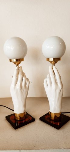 Hand Table Lamp with Sphere Glass for sale at Pamono