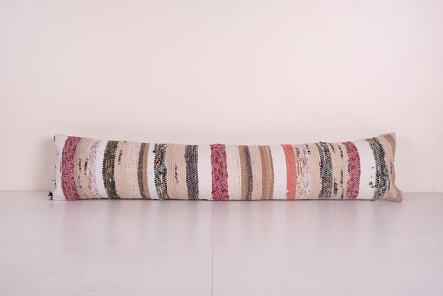 Long Striped Rag Rug Lumbar Cushion Cover, 2010s for sale at Pamono