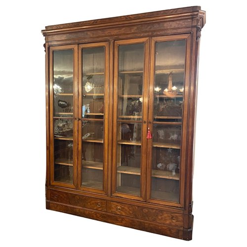 French Showcase in Walnut and Puffed Glass Doors from Befos, 1900s for ...