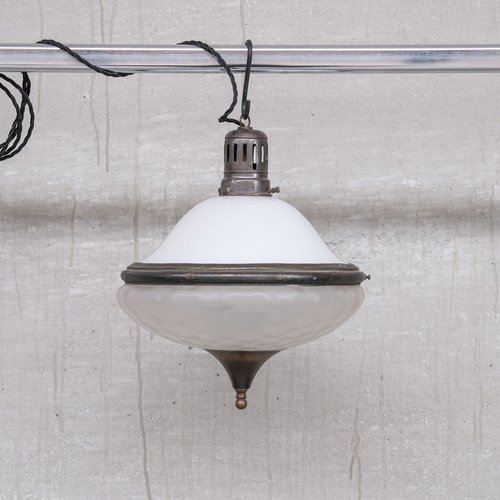 French 2- Tone Glass Pendant Light for sale at Pamono