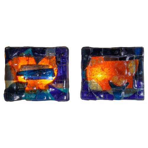 Brutalist Dutch Art Glass Wall Sconces attributed to Studio Tetterode ...