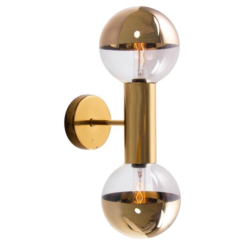 Goldene deutsche Sputnik Wandleuchte aus Glas & Messing von Motoko ...