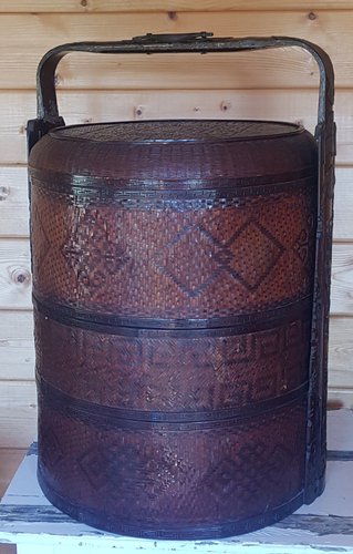 Chinese Dim Sum Rattan Carrying Basket with Iron Fittings for sale at ...