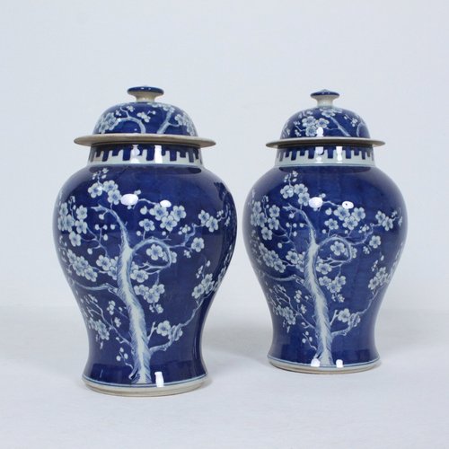 Jarrones con tapa y decoración de melocotonero. Juego de 2 en venta en ...