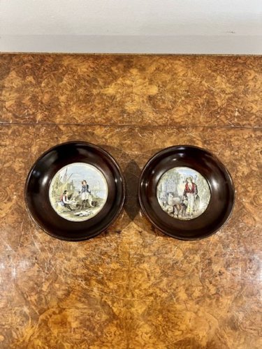 Victorian Pratt Ware Pot Lids, 1860s, Set of 2 for sale at Pamono