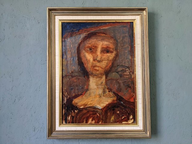 Portrait in Sepia, 1950s, Oil on Board for sale at Pamono