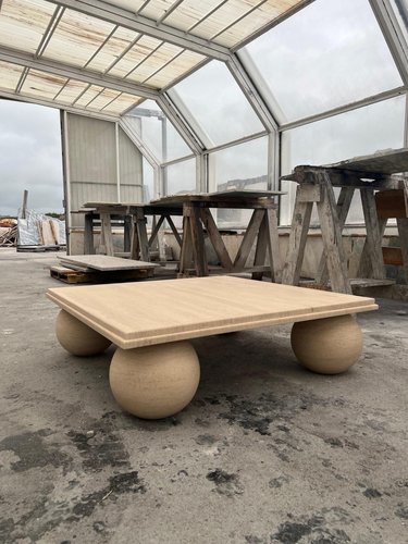 Square Stone Coffee Table with Ball Sphere Base by My Habitat Design ...