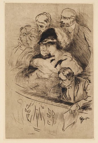 Victor Mignot, Spectators, Etching, 20th Century for sale at Pamono