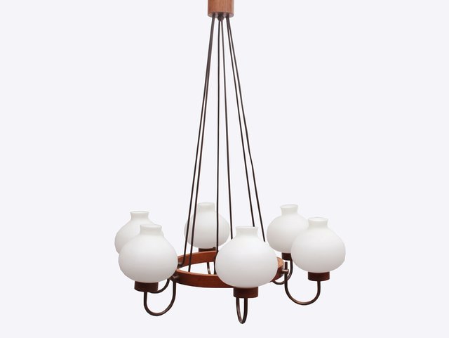 Vintage Ceiling Lamp in Oak, 1965 for sale at Pamono