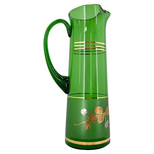 Vintage Glass Jug With Golden Decor Czechoslovakia 1970s For Sale At Pamono