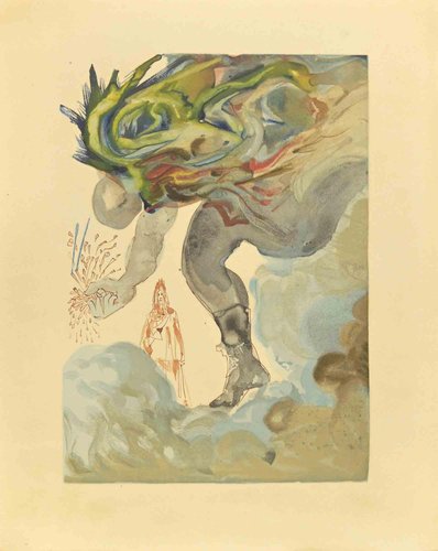 Salvador Dalí, Vanni Fucci's Prophecy, Woodcut, 1963 for sale at Pamono