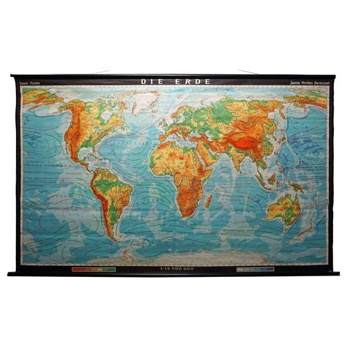 Vintage Mural World Map, 1970s for sale at Pamono