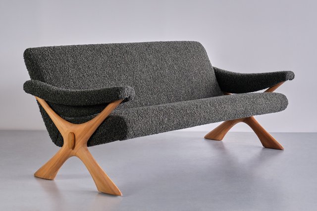 Sofa in Pine and Dark Green Boule by Fredrik Schriever-Abeln, Sweden ...