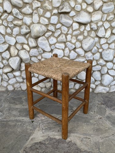 Mid-Century Stroh Bauche Hocker von Charlotte Perriand für L'équipement ...