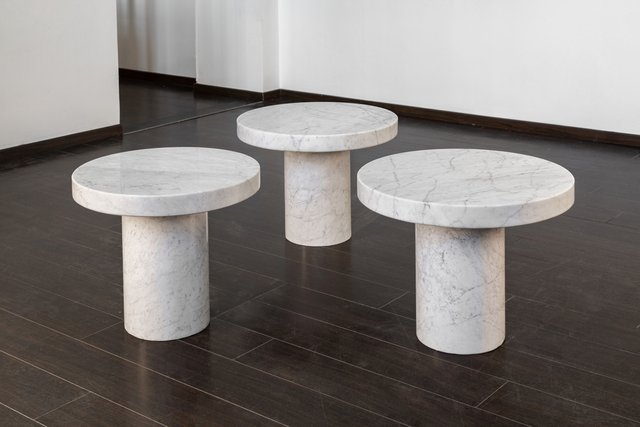 Carrara Marble Coffee Tables, 1975, Set of 3 for sale at Pamono