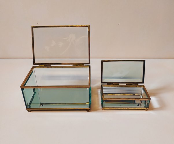 Vintage Glass Boxes from Fontana Arte, 1940s, Set of 2 for sale at Pamono