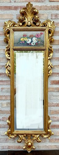 Espejo de pared francés tallado en dorado de estilo rococó francés con ...
