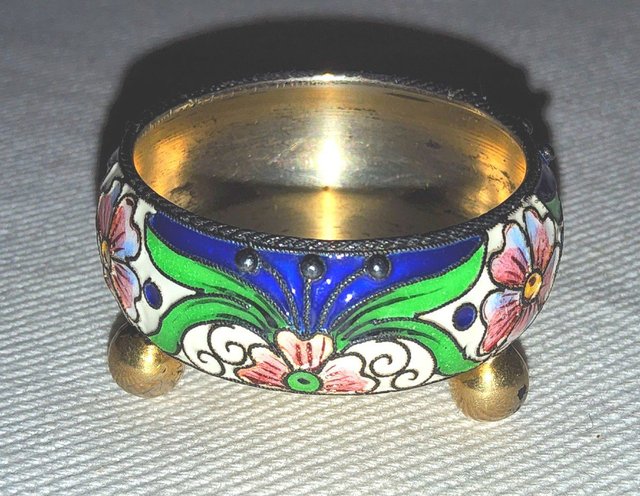 Russian Silver and Enamel Gilded Salt Cellar, 1890s for sale at Pamono