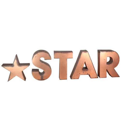 Vintage Italian Star Letters in Copper, 1960s, Set of 5 for sale at Pamono