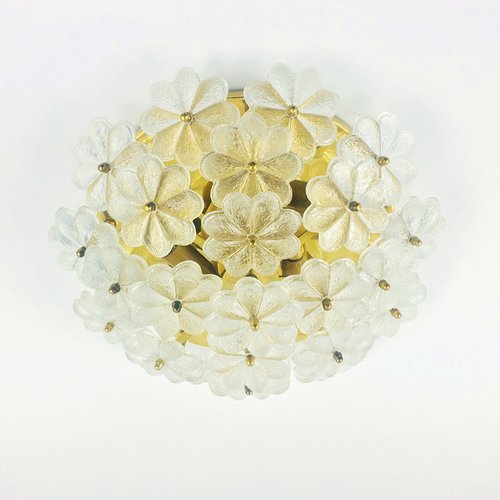 Plafón Mid-Century floral de cristal de Murano de Ernst Palme para ...