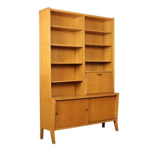 Vintage Italian Bookshelf in Oak Veneer, 1950s for sale at Pamono