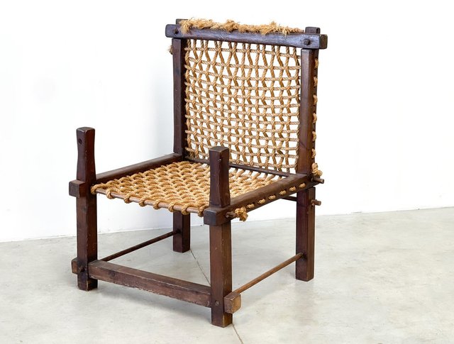 Vintage Brown Wood Chair for sale at Pamono