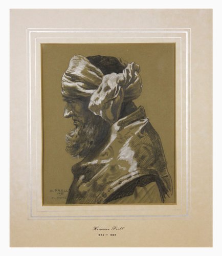 Hermann Prell, Half-Length Portrait of a Pharisee, 1885, Chalk for sale ...