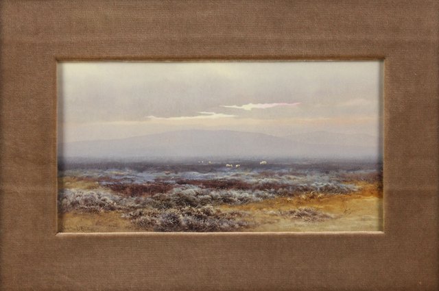 Charles Edward Brittan, High Moorland Landscape in the Mist, Watercolor ...