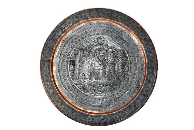 Large Copper Plate with Engraving, 1940s for sale at Pamono