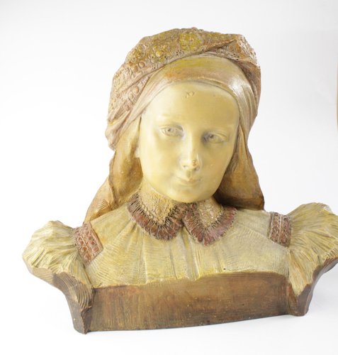 Eastern European Art Noveau Farmers Girl in Ceramic Clay, 1890s for ...