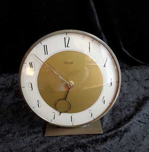 German Table Clock with Brass Case and Domed Glass from Kienzle, 1970s ...