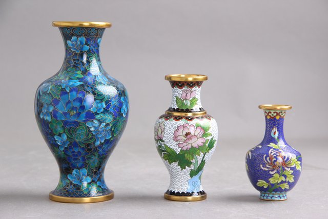 Chinese Jingfa Vases in Enamel, Metal & Wood, 1960s, Set of 3 for sale ...