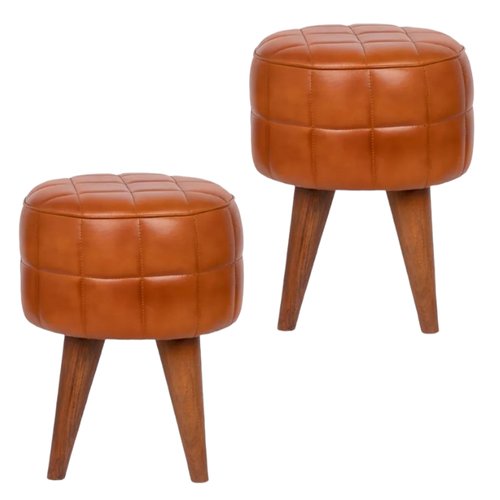 Poufs mit Holzstruktur, 2 . Set bei Pamono kaufen