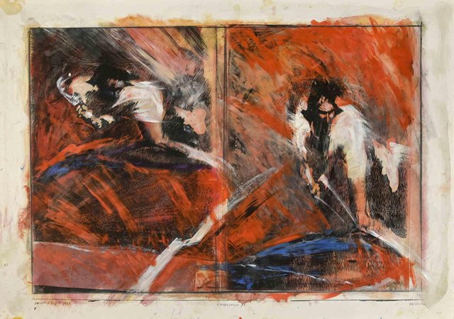 Sergio Barletta, Jimbo Jump, Mixed Media Painting, 1991 for sale at Pamono