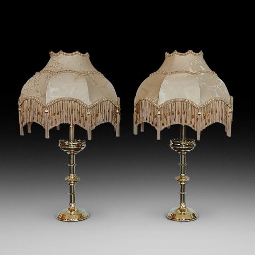 Vintage Gothic Revival Brass Altar Sticks, Set of 2 for sale at Pamono