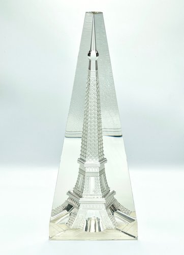 Lead Crystal Glass Obelisk with Eifell Tower from Desna, Czech Republic ...