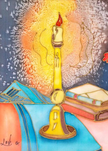 Shabbat Shalom Silk Artwork from Lavi Group, 20th Century for sale at Pamono