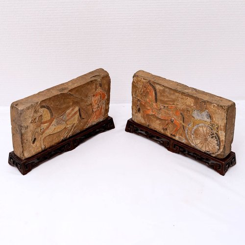 Han Artist, Carved Bricks with Polychrome Traces, 19th Century ...