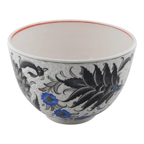 Large Handpainted Salad Bowl with Floral Design for sale at Pamono