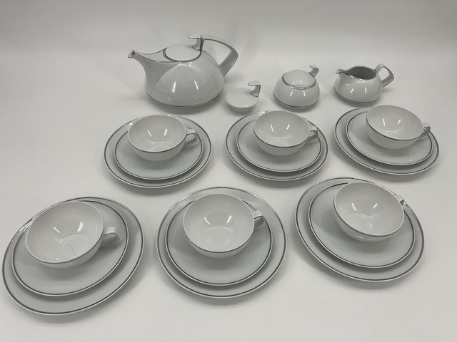 Tac Tea Service in Platinum by Walter Gropius for Rosenthal, Set of 25 ...