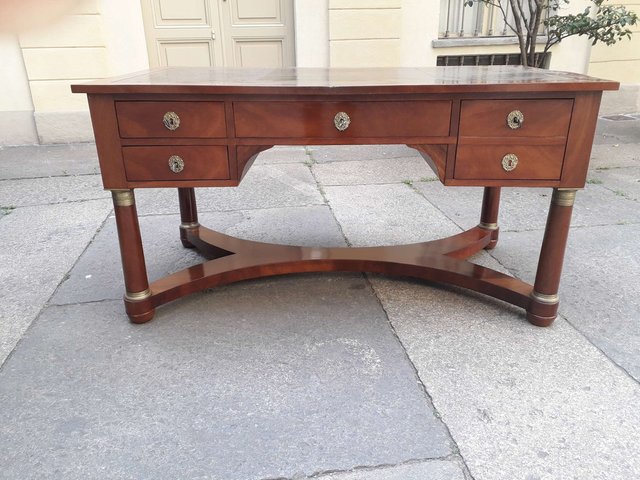Cuban Empire Mahogany Desk with Gilt Bronze for sale at Pamono