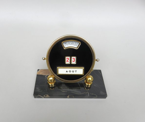 Black and Gilt Eternal Calendar with Marble Base from Mistral, France ...