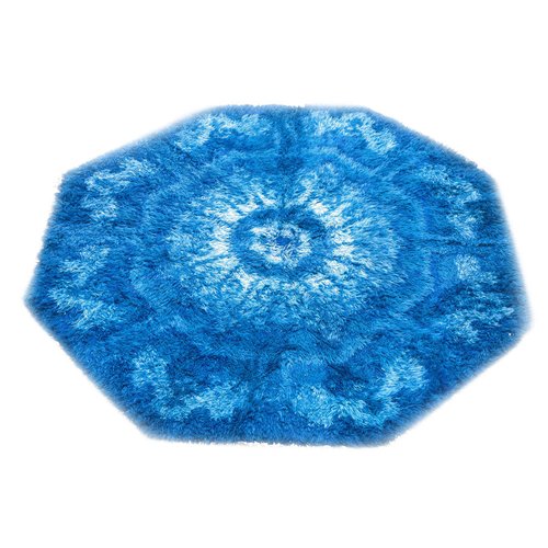 Vintage Octagonal Blue Wool Rug from Louis De Poortere, 1970s for sale ...