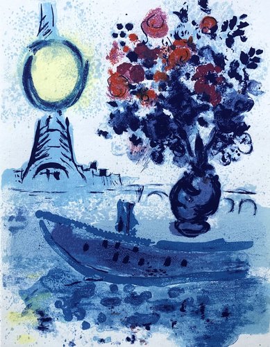 Marc Chagall, Fly Boat with Bouquet, 1962, Original Lithograph for sale ...