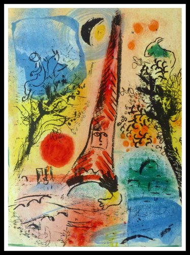 Marc Chagall, Vision of Paris, 1960, Original Lithograph for sale at Pamono