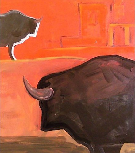 Carlo Massimo Franchi, Bulls at Alhambra, Oil on Canvas for sale at Pamono Carlo Massimo Franchi, Bulls at Alhambra, Oil on Canvas for sale at Pamono