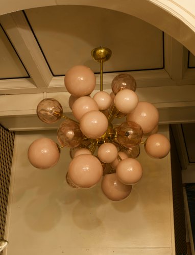 Lustre Mid-Century Murano Sputnik Rose Pastel, 2000s en vente sur Pamono