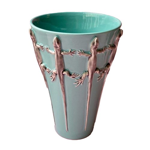 Hand Decorated Lizard Vase by Bordallo Pinheiro for sale at Pamono