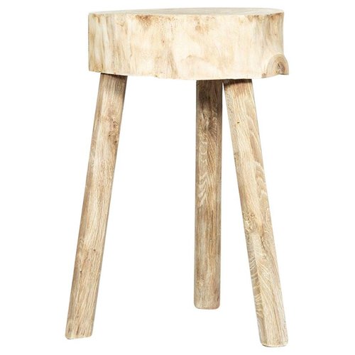 Antique French Bleached Elm Chopping Block Table, 1890 for sale at Pamono